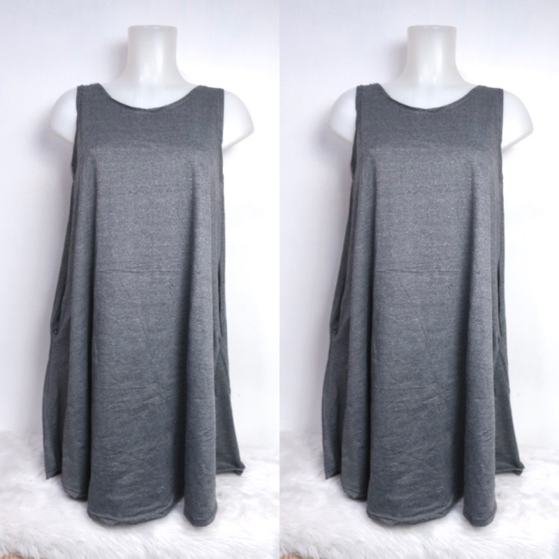 Plus Size Plain Regular Sleeveless Sando Dress With Pockets|Fits M to ...