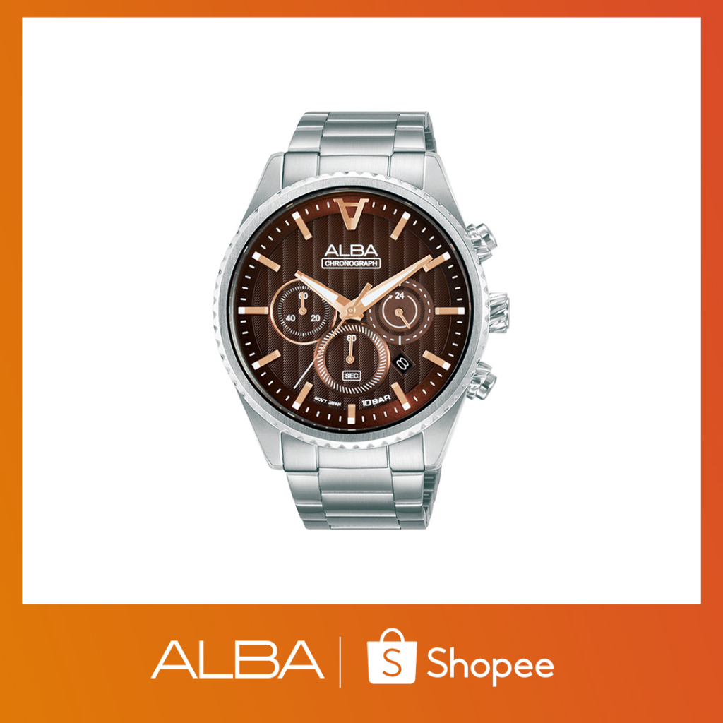ALBA Philippines Signa Brown Dial AT3H83X1 Stainless Steel Strap Men's ...