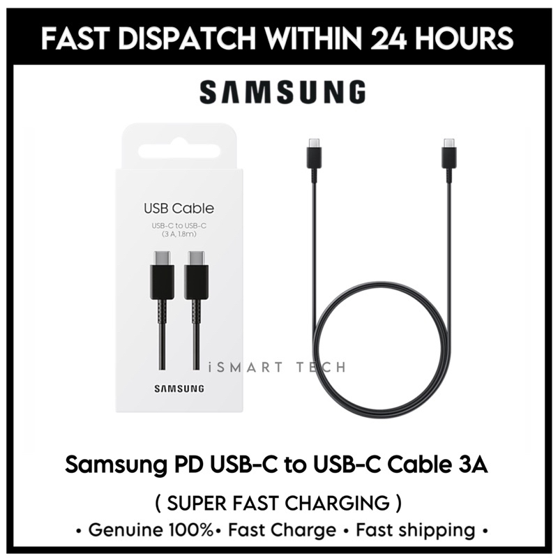 Original Sam USB Cable 3A (USB-C to USB-C) Super Fast Charging | Shopee ...