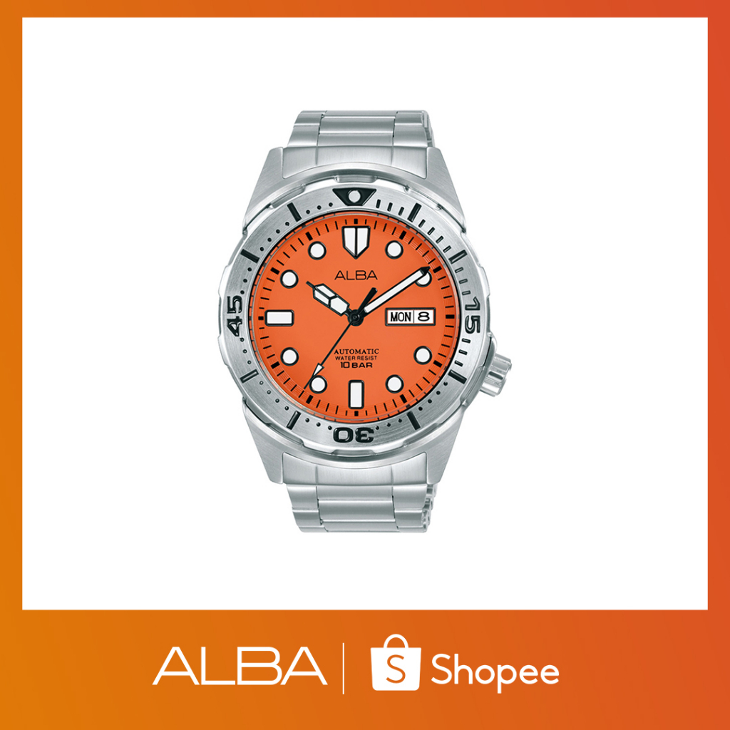 Alba Philippines Mechanical AL4375X1 Orange Dial Stainless Steel Strap ...