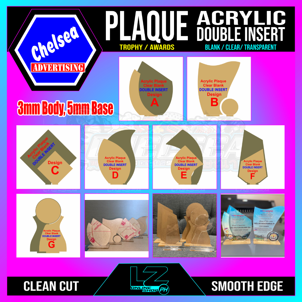 Plaque Double Insert Blank Acrylic Clear / Transparent, Trophy, Awards ...