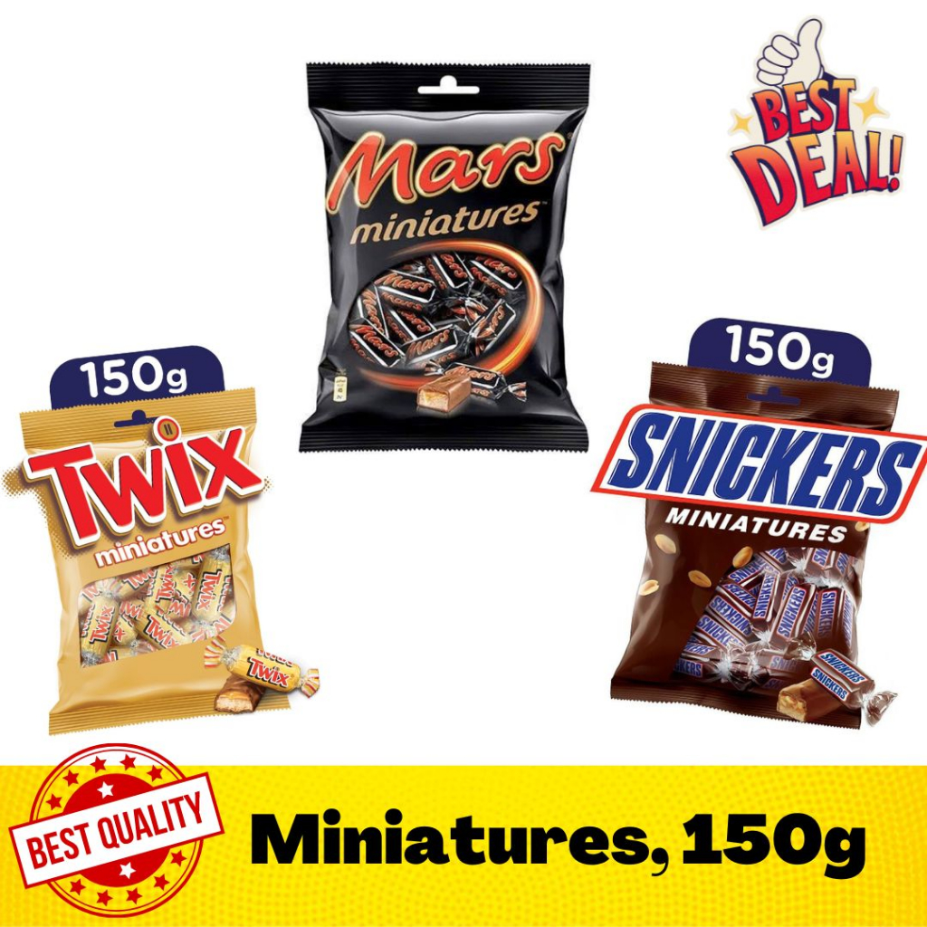 [150grams each pack] Twix, Snickers and Mars miniatures | Shopee ...