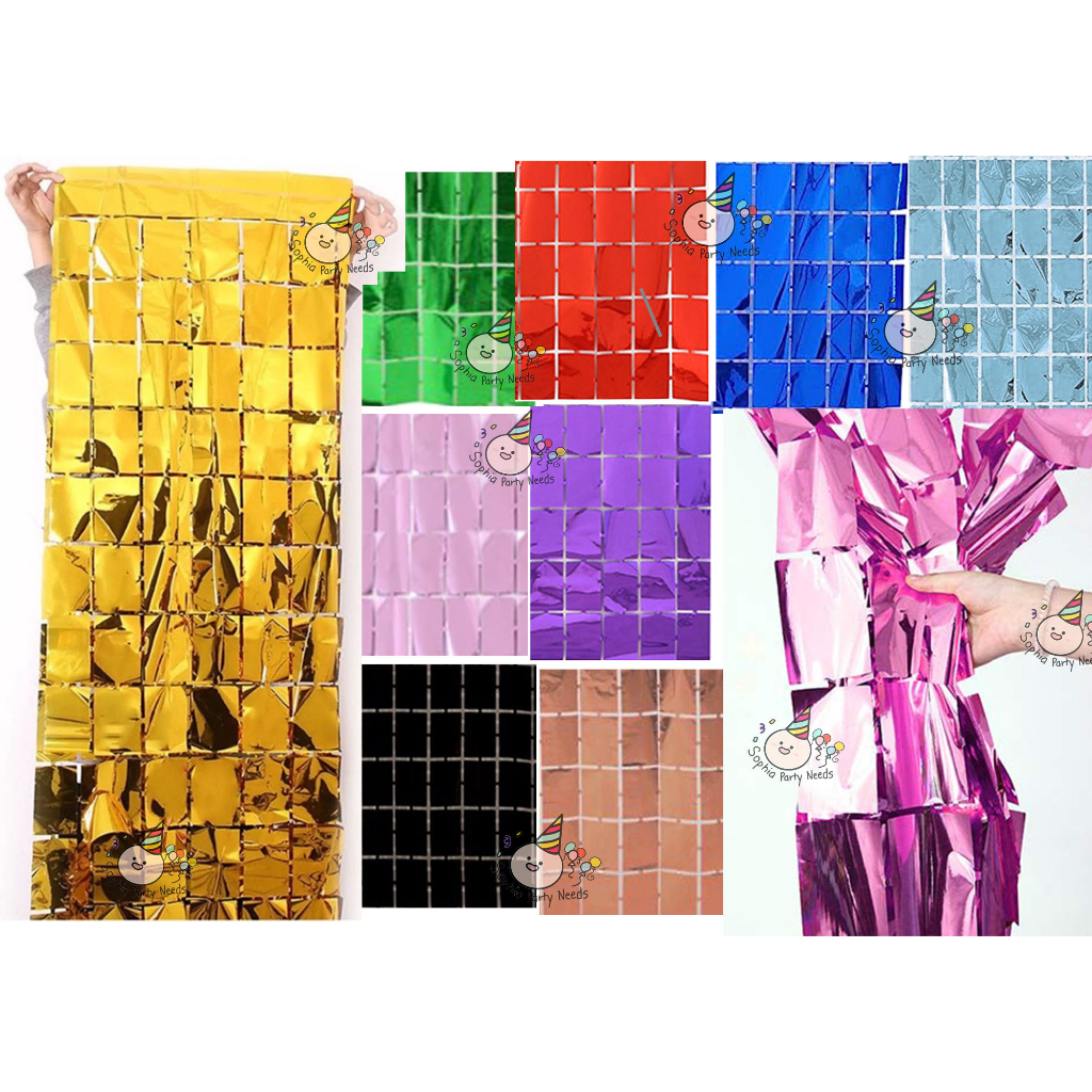 Square Wall Backdrop Square Foil Curtain 2meter Height 1meter Width ...