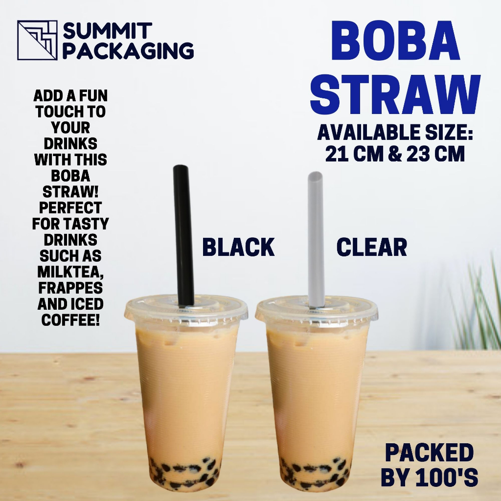 100PCS - Boba Straw Milk Tea Pearl Straw Black | Clear | Shopee Philippines
