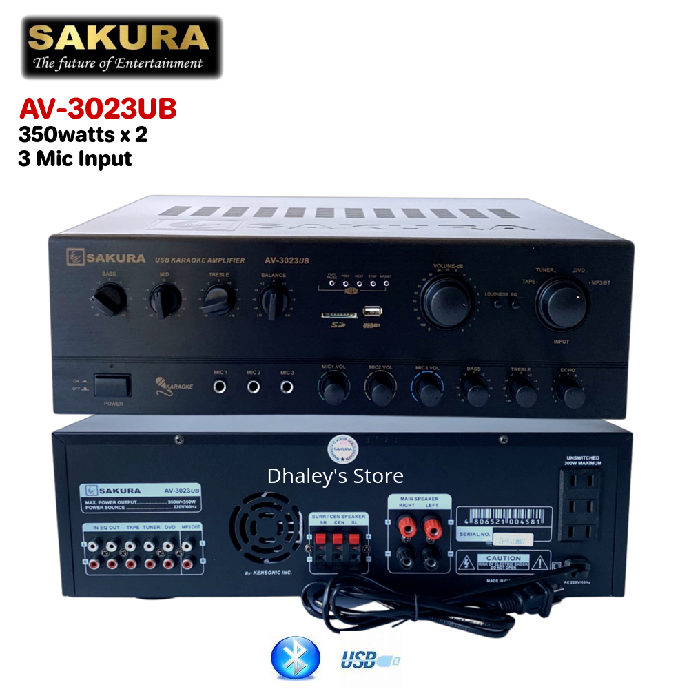 Original Sakura AV-3023UB Karaoke Karaoke Amplifier 350watts X 2 with Bluetooth/ USB / SD Port ...