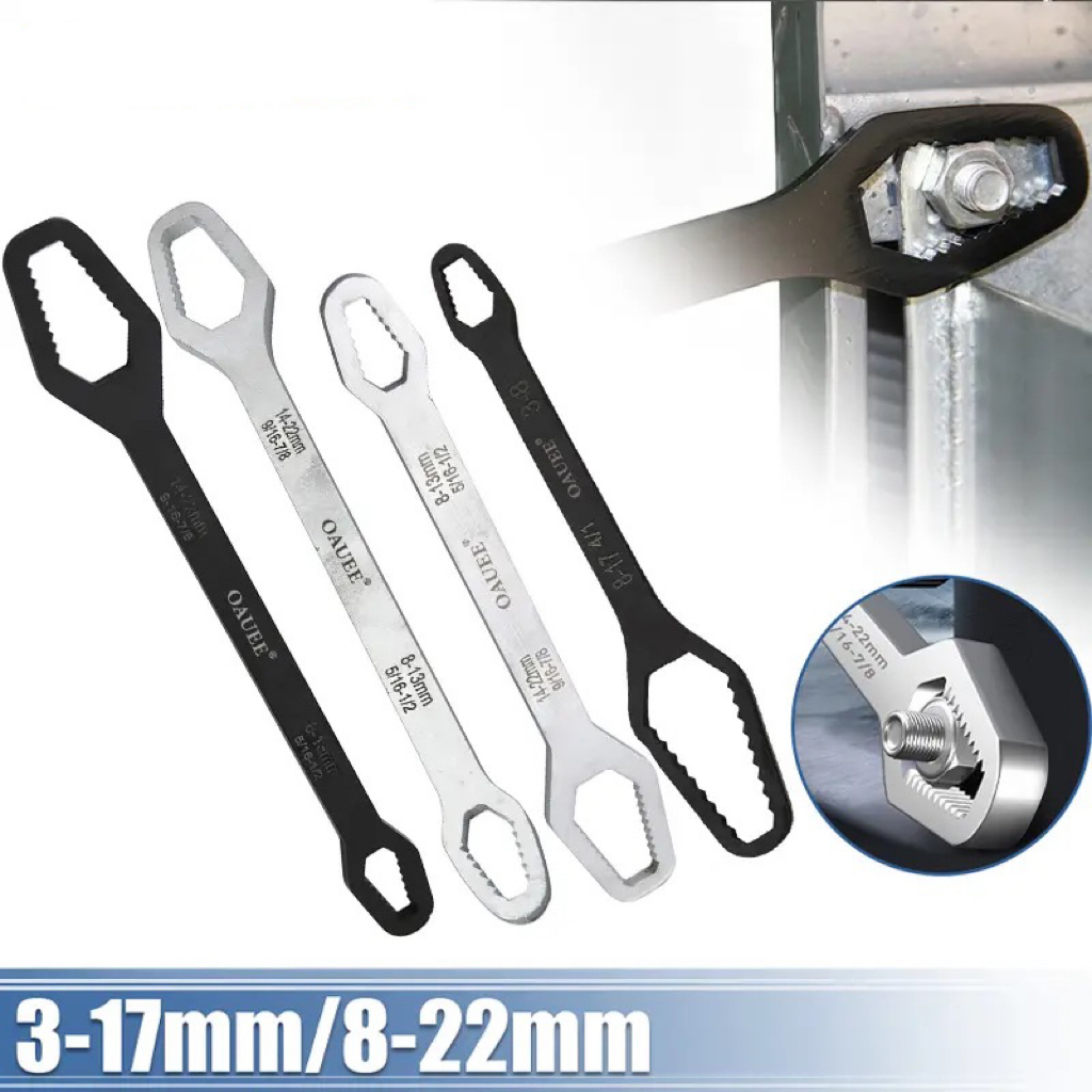 Universal Double Head Wrench Self-Tightening Ratchet Spanner Nut ...