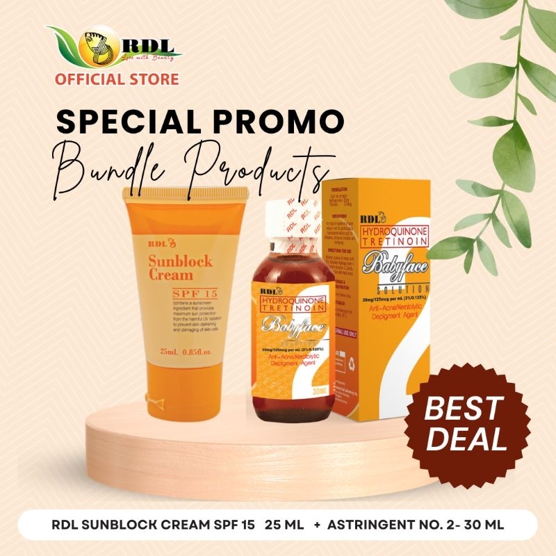 RDL Babyface Astringent #2 30ml and RDL Sunblock Cream 25ml (SET ...