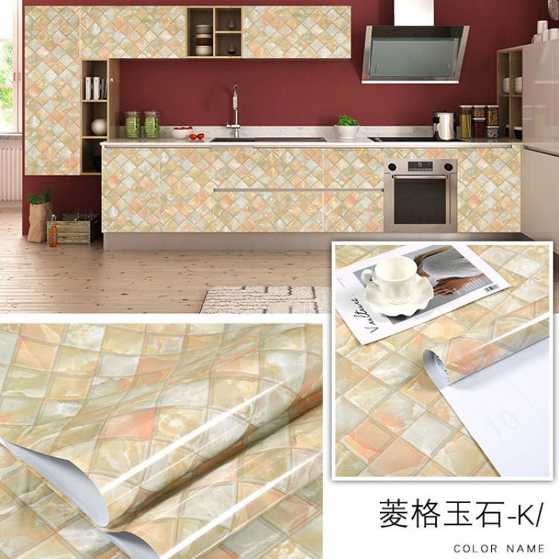 Marble Kitchen decorate Wallpaper Waterproof and Oil proof Stickers thickening Table sticker ...