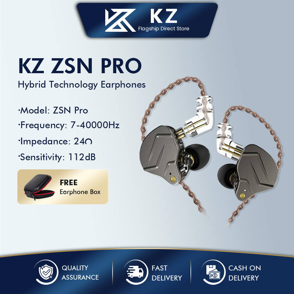 KZ ZSN Pro Metal Earphones 1BA+1DD Hybrid HIFI Bass Headset In-Ear ...