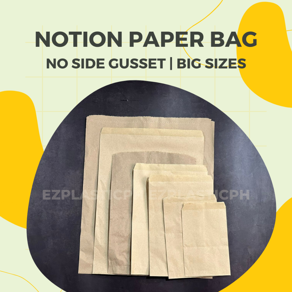 Notion Paper Bag in Kraft Brown (+/-50pcs/100pcs) Big Sizes No Side ...