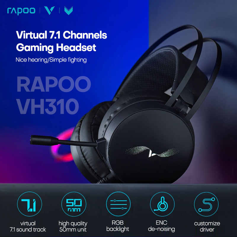 Rapoo VH310 USB 7.1 Virtual Surround Channel Gaming Headset with Microphone Noise Cancellation ...