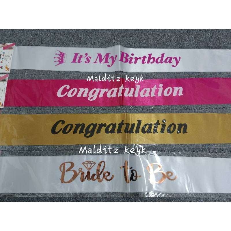 Sash / Strap / Ribbon / Birthday Sash / Congratulation Sash / Bride To ...