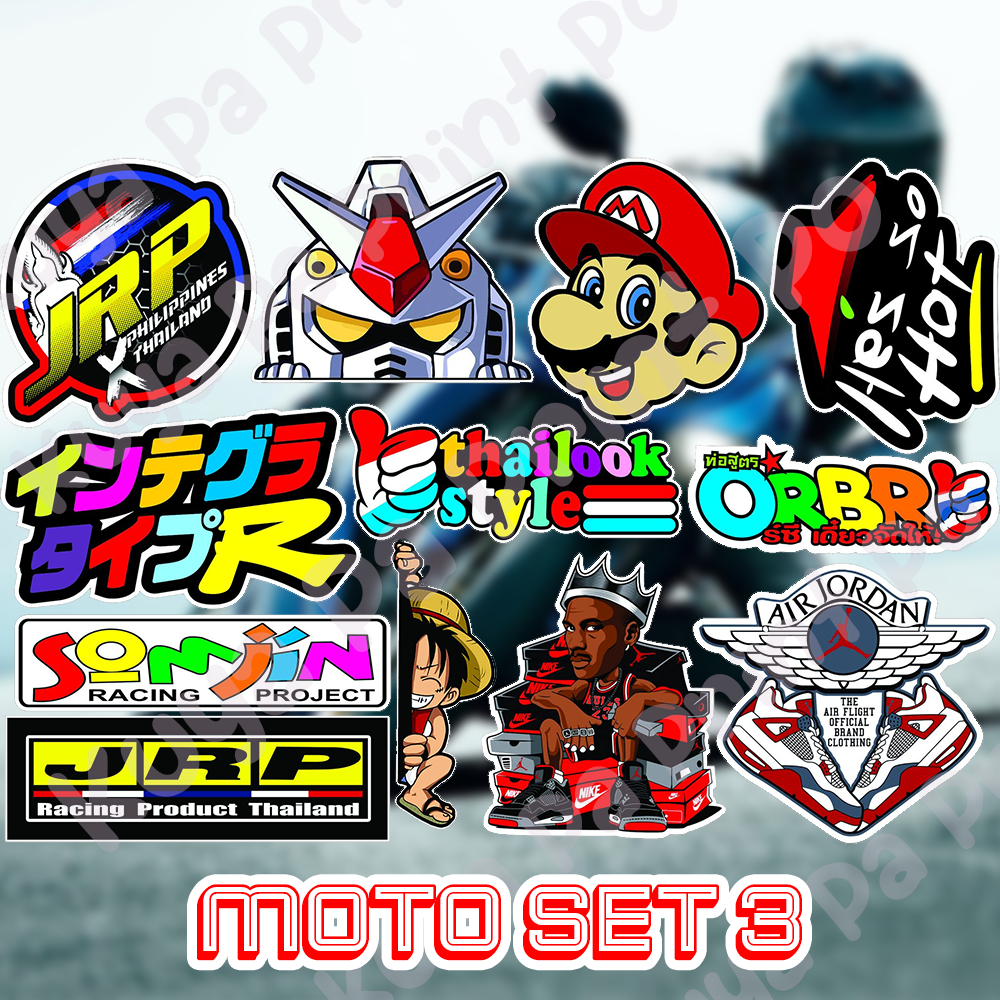 (12 Pcs) Motorcycle Vinyl Waterproof Stickers (Set 3) | Shopee Philippines