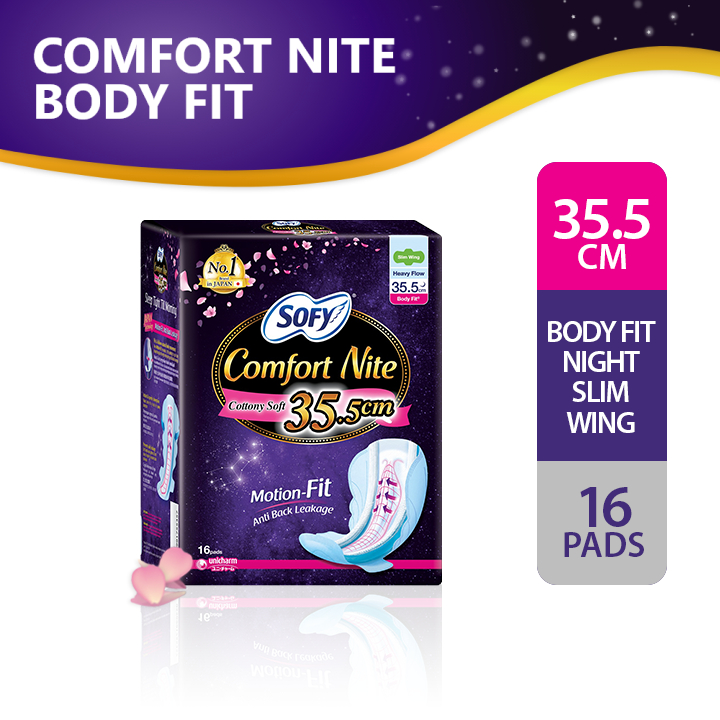 Sofy Comfort Nite Slim Wing Overnight Sanitary Napkin 35.5 cm (16 pads) | Shopee Philippines