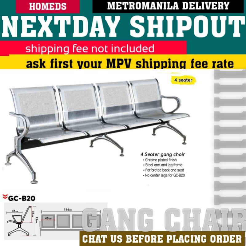 FOR LONG TABLE gang bench chair 4seater gcsb20 chrome plated finish ...