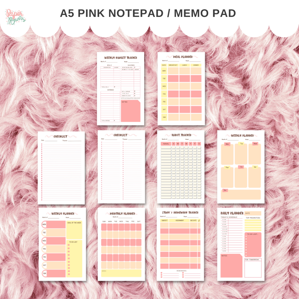 A5 Pink memopad notepad style planner | Shopee Philippines