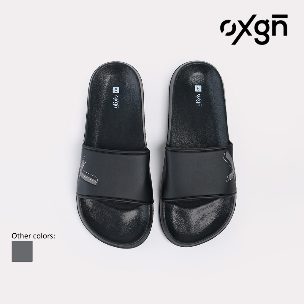 OXGN X Single Band Sliders For Men (Black/Dark Gray) | Shopee Philippines