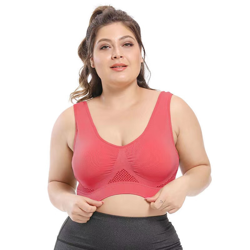 Ourlove Sports Bra Plus Size For Women Hollow Mesh Vest Type Yoga Breathable Sports Bra 2205