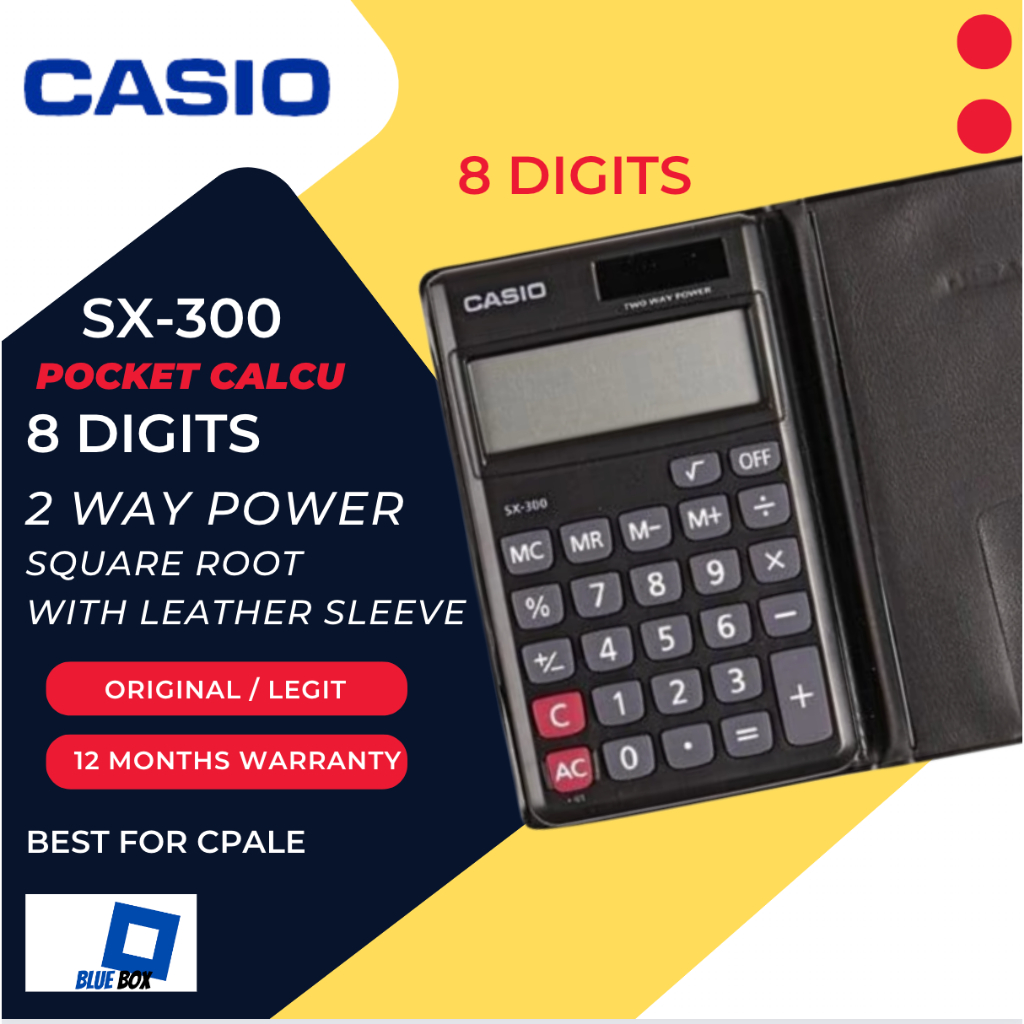 CASIO SX300 POCKET CALCULATOR 8 DIGITS WITH 12 MONTHS WARRANTY | Shopee ...