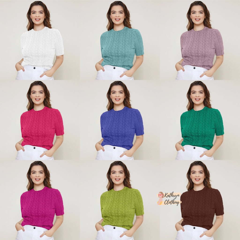 AWESOME PLUS SIZE Basic Fashion Textured Knit Tee 31127# | Shopee ...