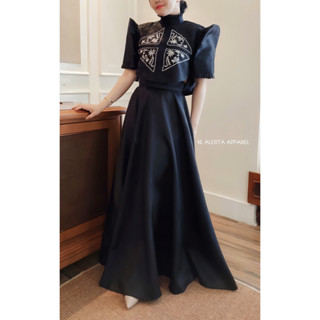 MODERN FILIPINIANA CROP TOP BARONG AND SKIRT FOR WOMEN (INDIVIDUAL ...