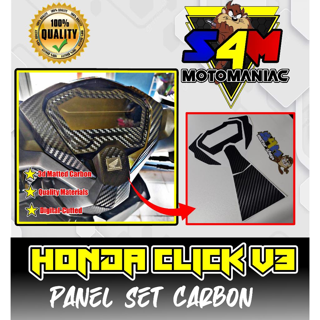 Honda CLICK Version 3 Gauge and Panel Carbon Set ~Anti-Scratch ...