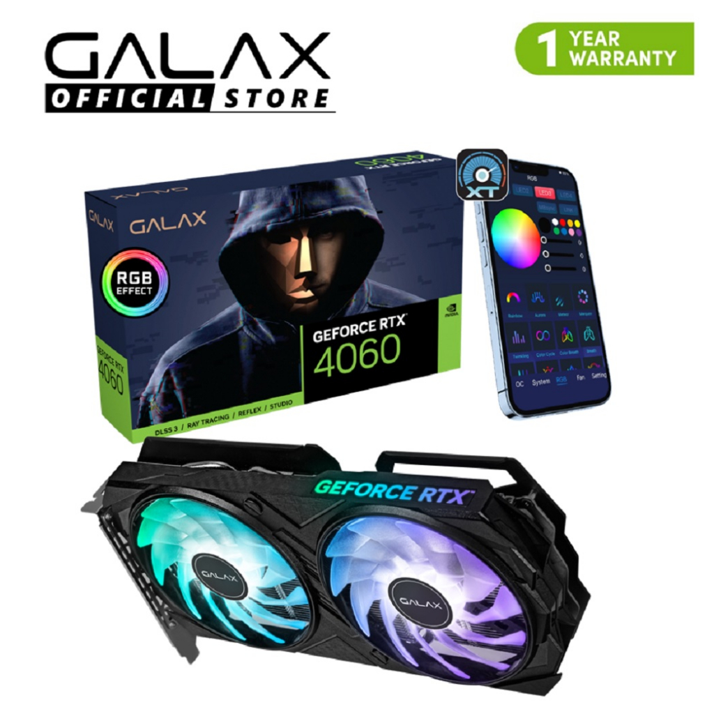 GALAX RTX4060 EX 1-Click OC 8GB GDDR6 128-bit DLSS 3 46NSL8MD8MEX ...