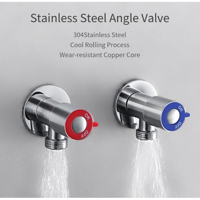 304 stainless steel 90 degree toilet angle valve faucet 1/2X1/2 double ...