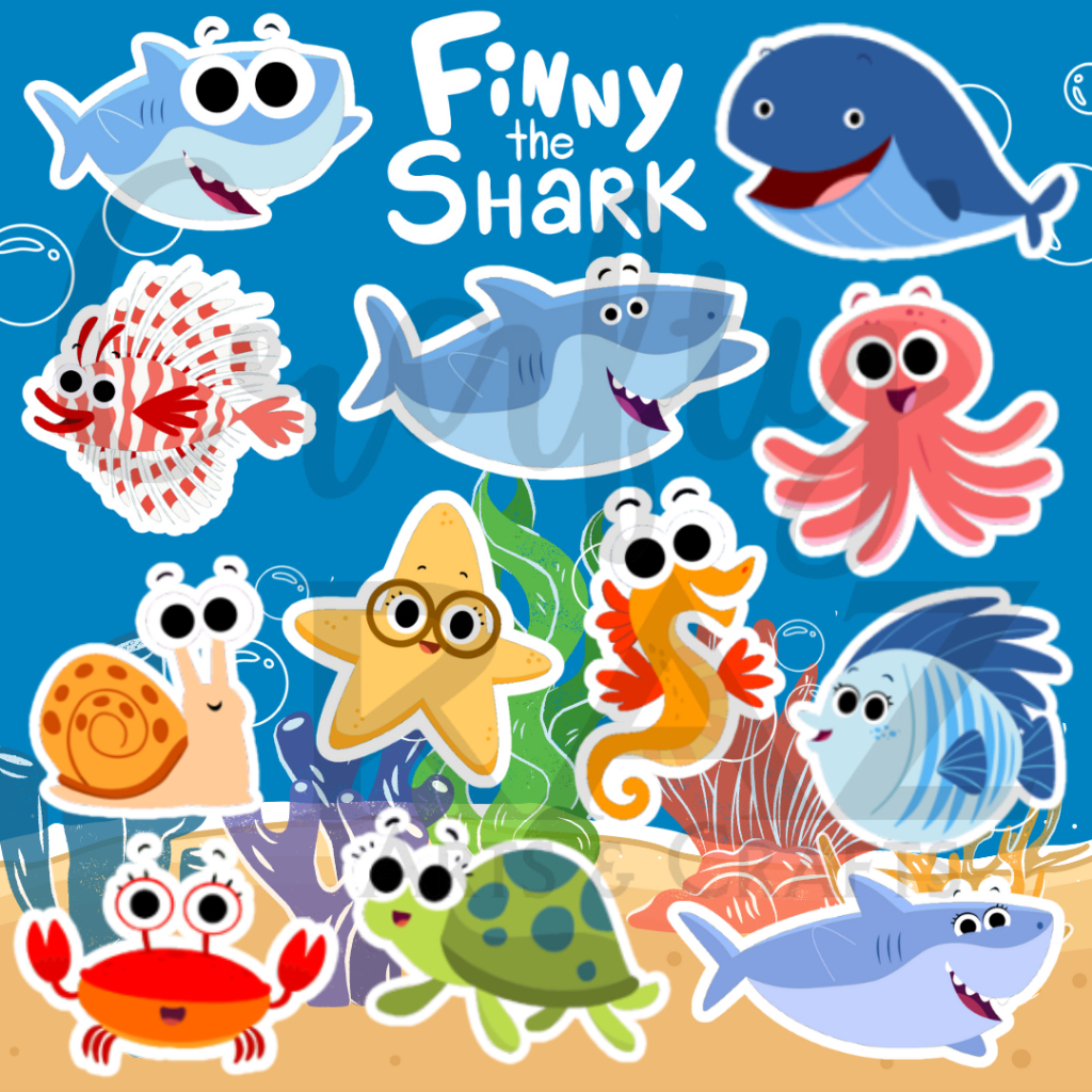 Finny The Shark Stickers (13 pcs per set) | Shopee Philippines