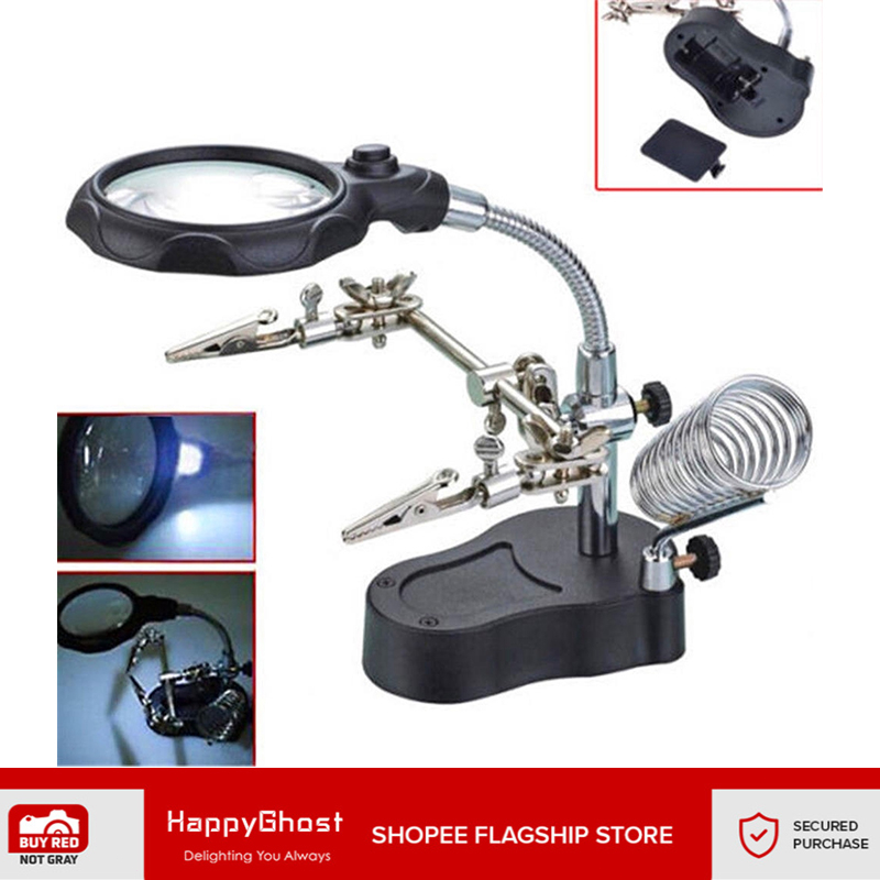 Aid Hand Clip LED Magnifying Soldering Iron Stand Lens Magnifier for ...