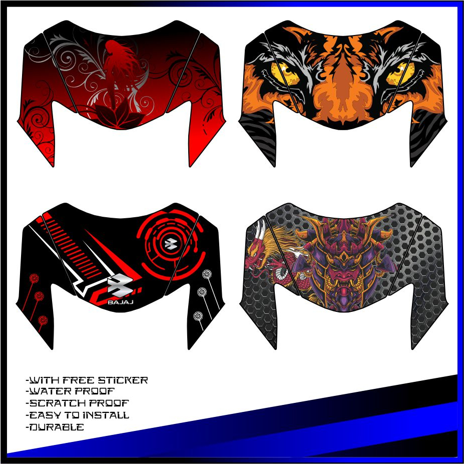 New Design Bajaj 100/125 kawasaki Cowling Headlight Front only sticker ...