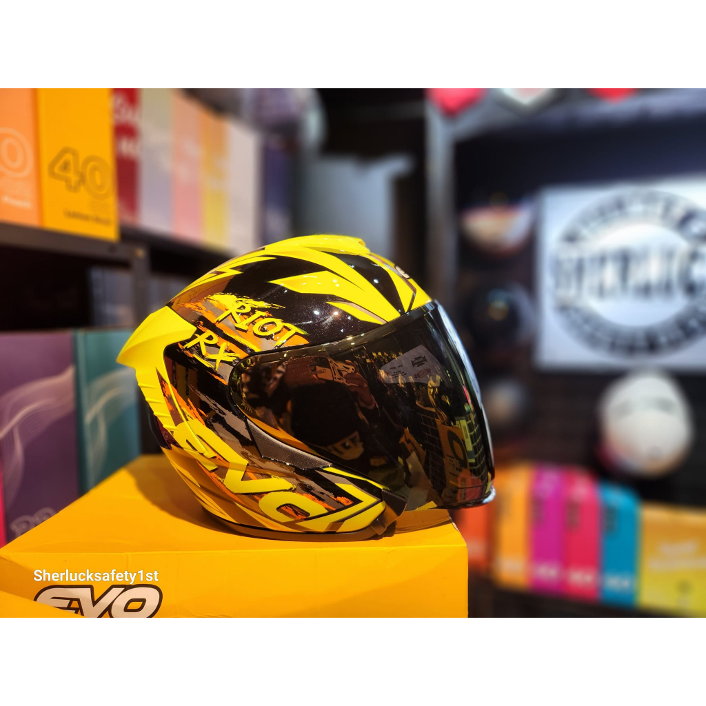 EVO HELMET RX-05 RIOT RX HALF FACE DUAL VISOR w/ free clear lens ...
