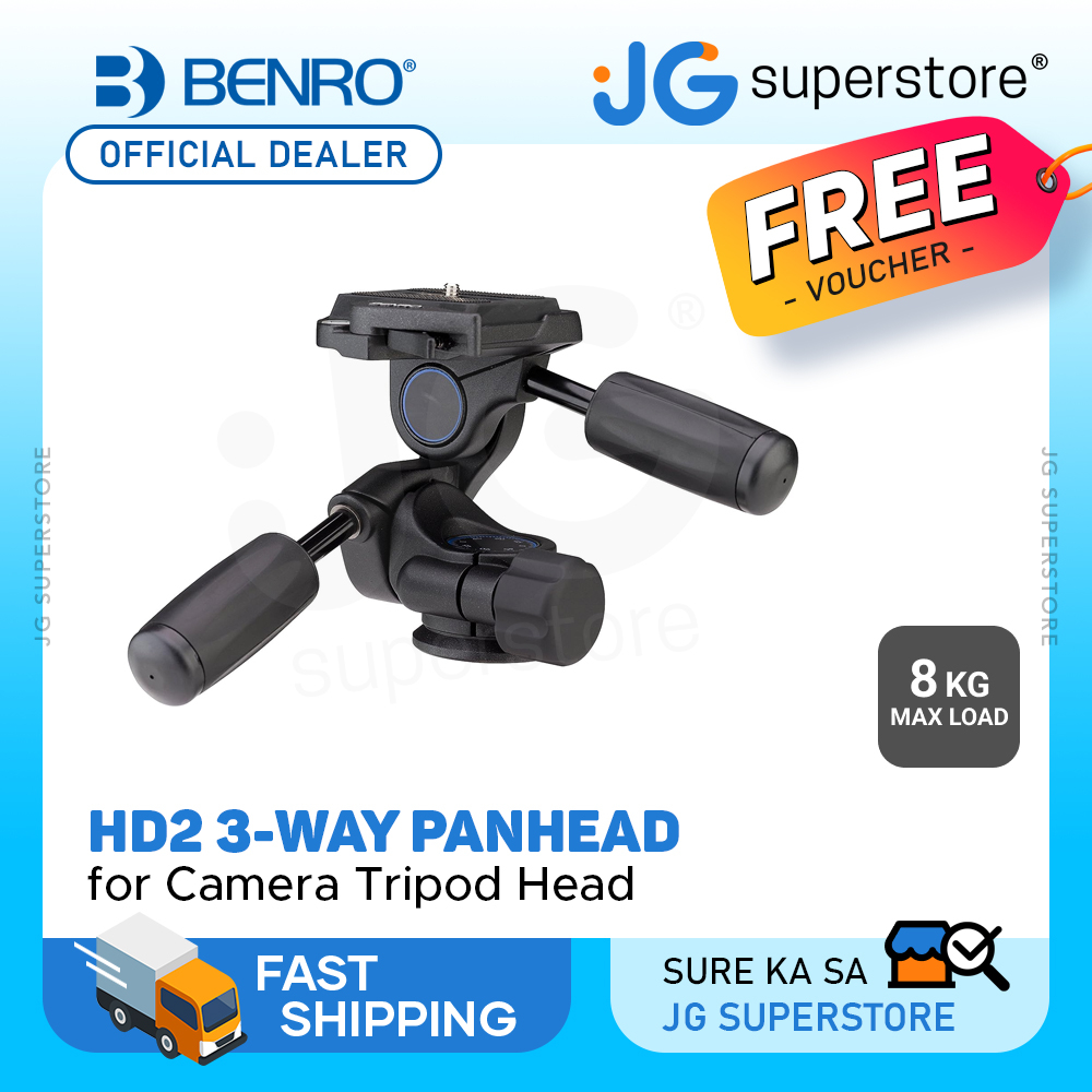 Benro HD2 3-Way Panhead for Camera Tripod Head w/ Snap-in QR Quick ...
