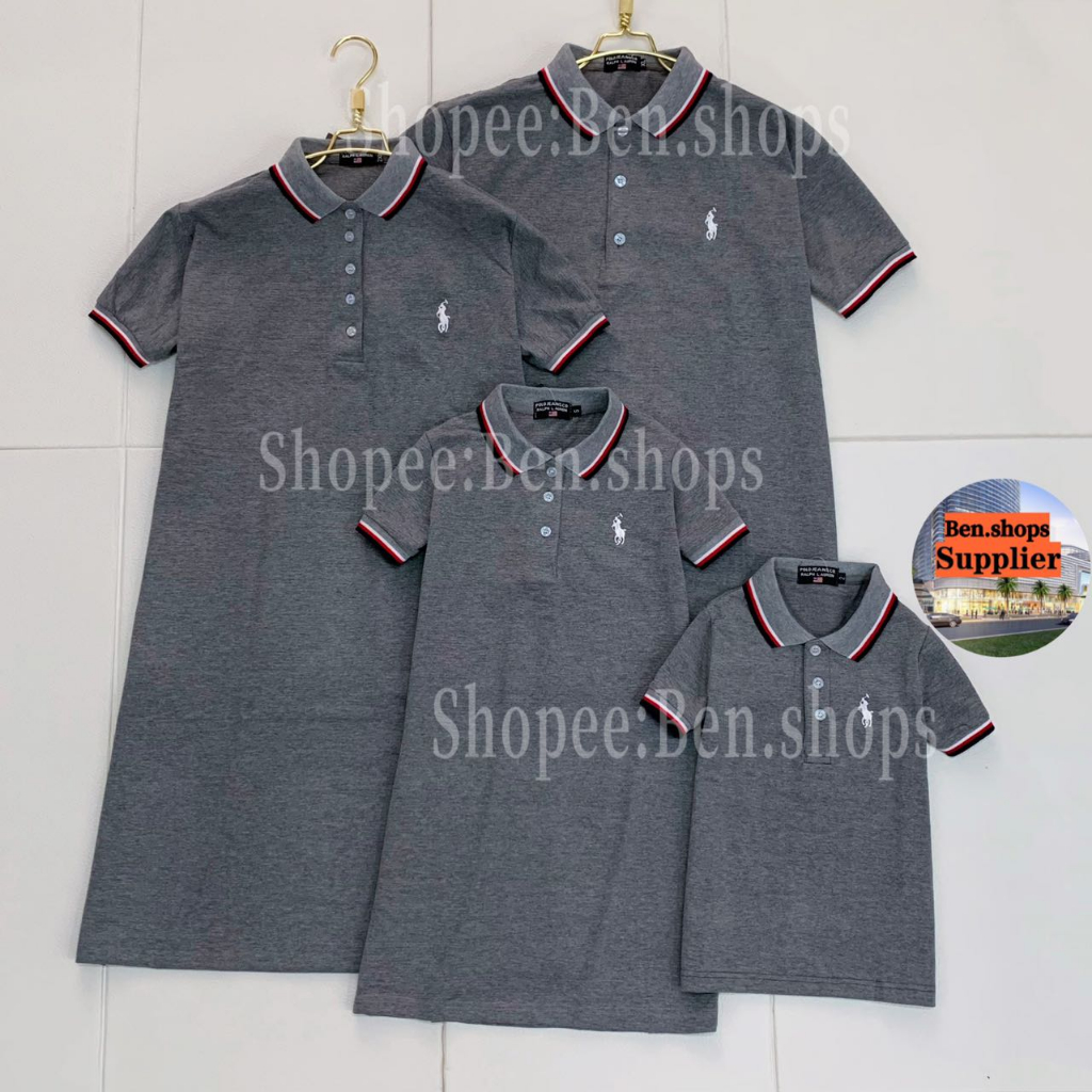 fashion gray warm family set polo shirt dress cotton style LKD LKG CLKD ...
