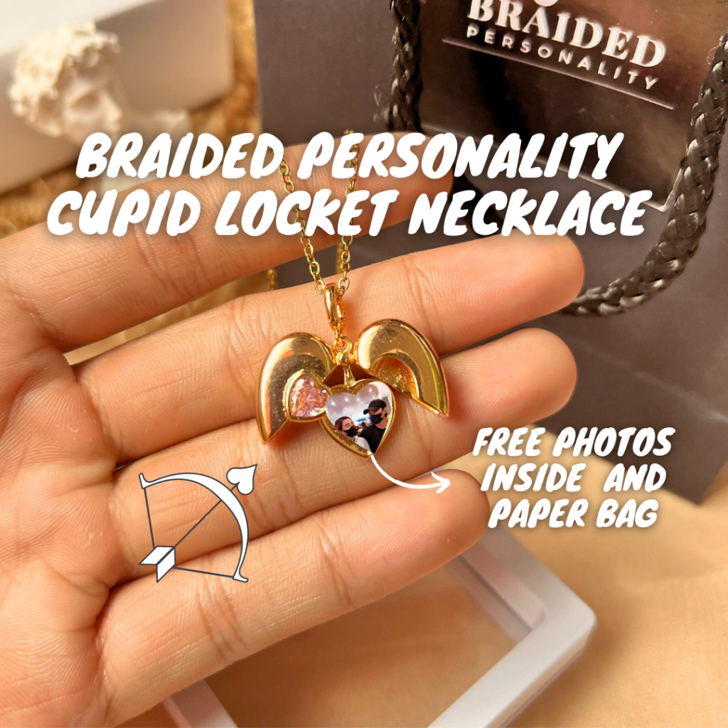 Braided Personality Photo Cupid Heart Locket Pendant with Box | Shopee ...