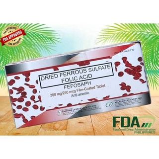 FEFOSAPH DRIED FERROUS SULFATE + FOLIC ACID - 100PCS | Shopee Philippines