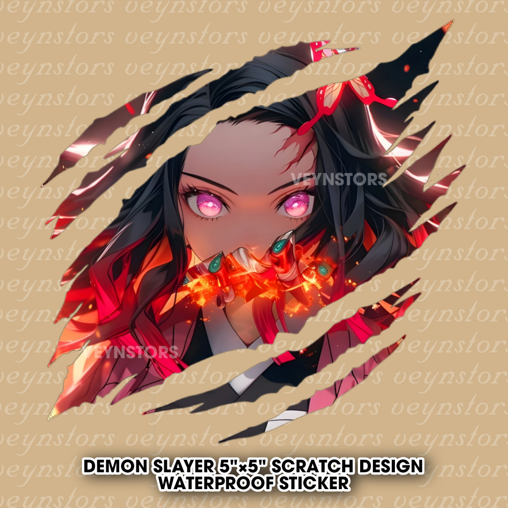 DEMON SLAYER 5"×5" SCRATCH DESIGN NEZUKO WATERPROOF STICKER | Shopee ...