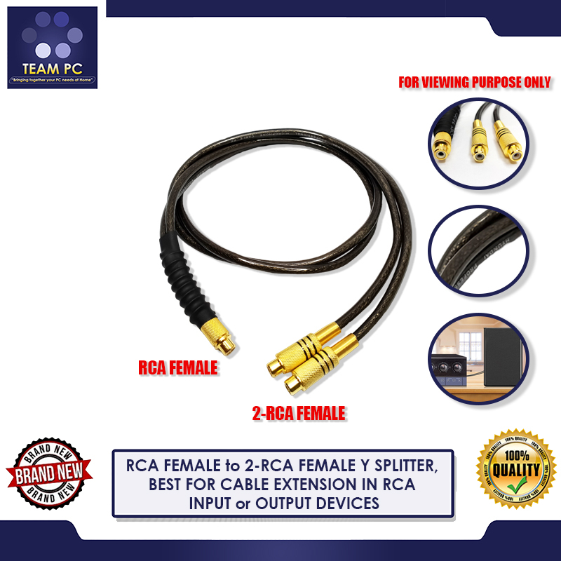 RCA FEMALE to 2-RCA FEMALE Y SPLITTER, BEST FOR CABLE EXTENSION IN RCA ...