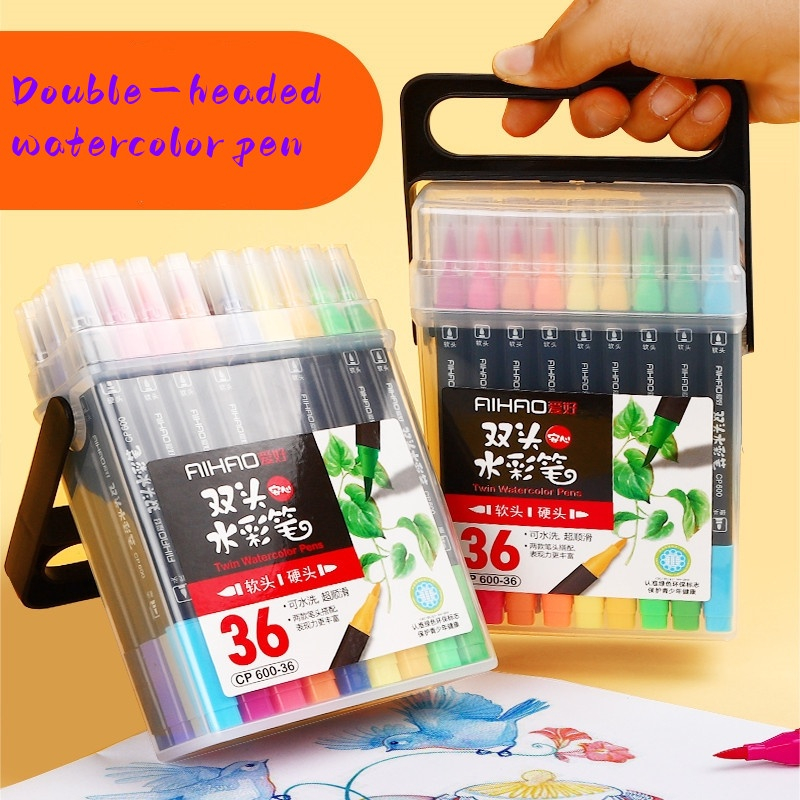 Washable Watercolor Pen Set Double-Headed Watercolor Pen School ...