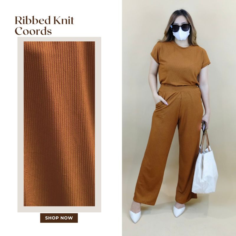 RIBBED KNIT COORDS/ SET. BLOUSE AND PANTS FREESIZE | Shopee Philippines