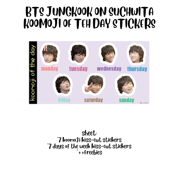 BTS Jungkook Suchwita Sticker Set Seven Bangtan RM Jin Suga Jhope Jimin V JK Deco Journal Emoji ...