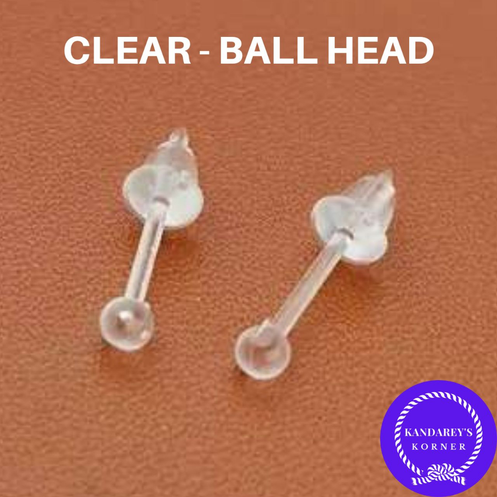 Earring Pins 𝟏- 𝐏𝐀𝐈𝐑 Plastic Anti-Allergy Ear Studs Piercing Retainers ...