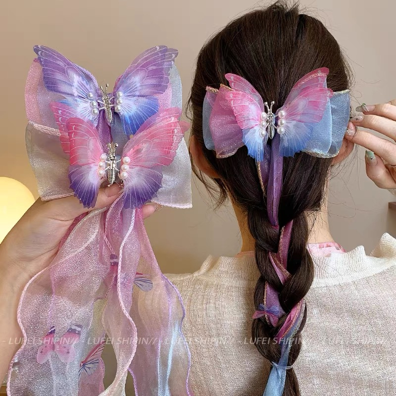 Big Bow Fairy Hair Clip Girls Kids Colourful Princess Hairpin Long ...