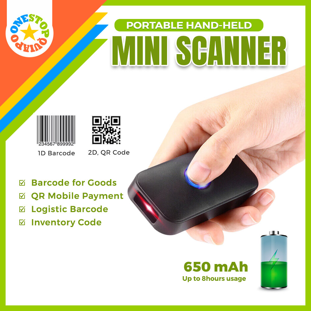 OSQ Mini Portable Bluetooth QR and Barcode Wireless Scanner for Data ...
