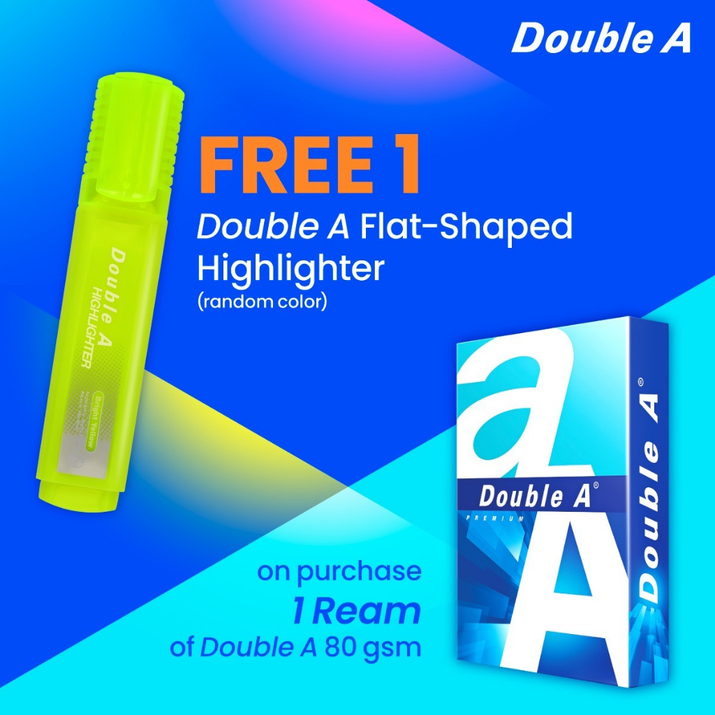 Buy 1 Double A Bond Paper 80gsm Get 1 Flat Shaped Highlighter | Shopee ...