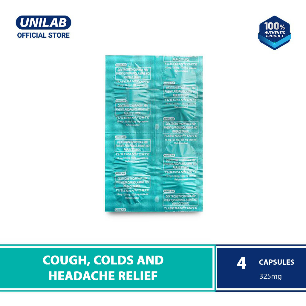 Unilab Tuseran Forte 4 Tablets - Medicine for Relief of Cough, Colds ...