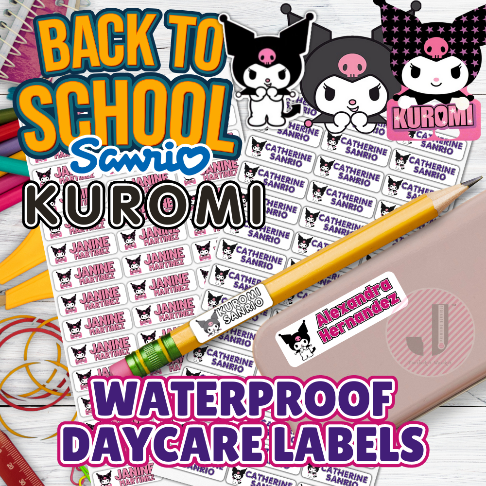 SANRIO KUROMI Waterproof Daycare Labels, Preschool Labels, Name ...