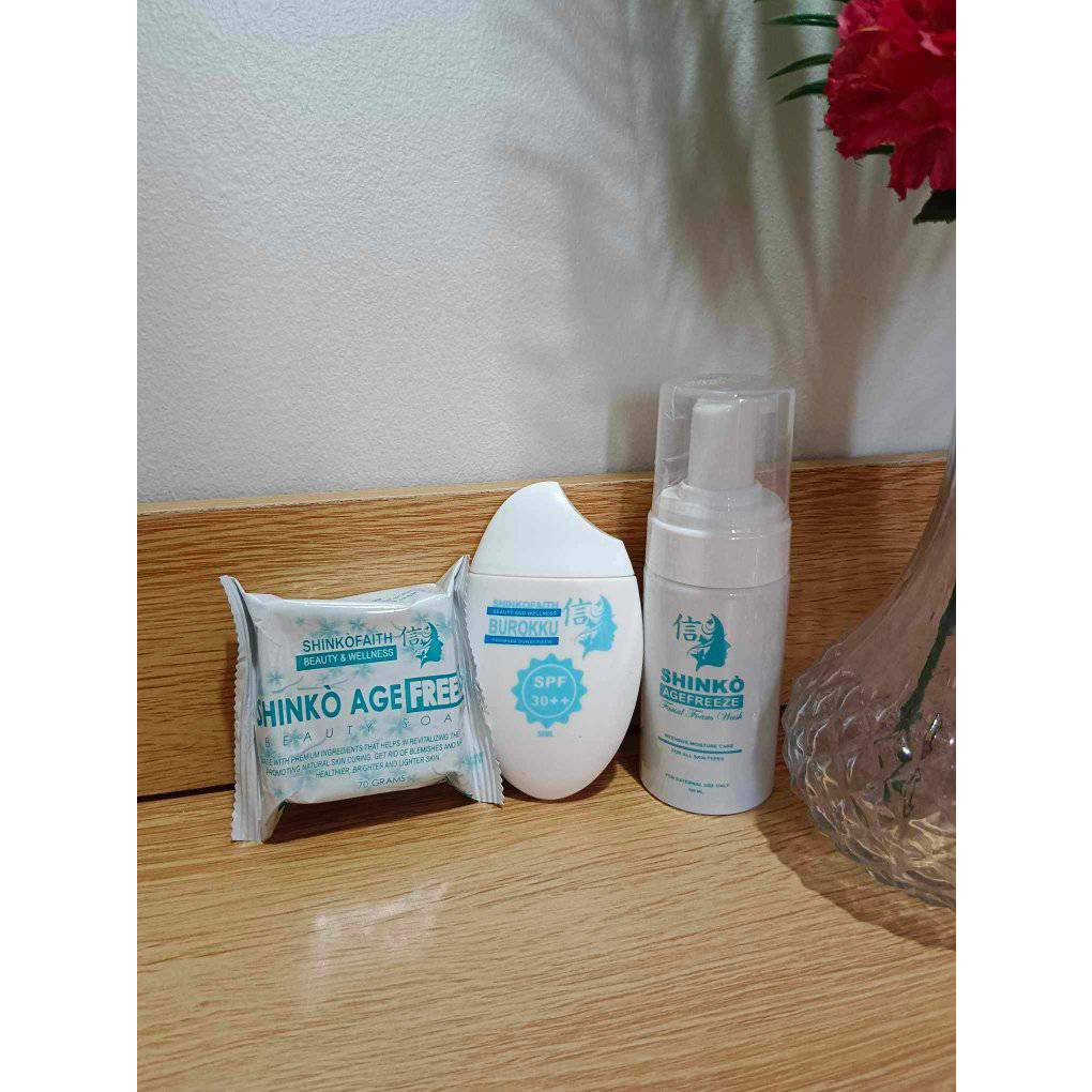 Shinko Age Freeze Facial Foam wash, shinko burokku premium sunscreen ...