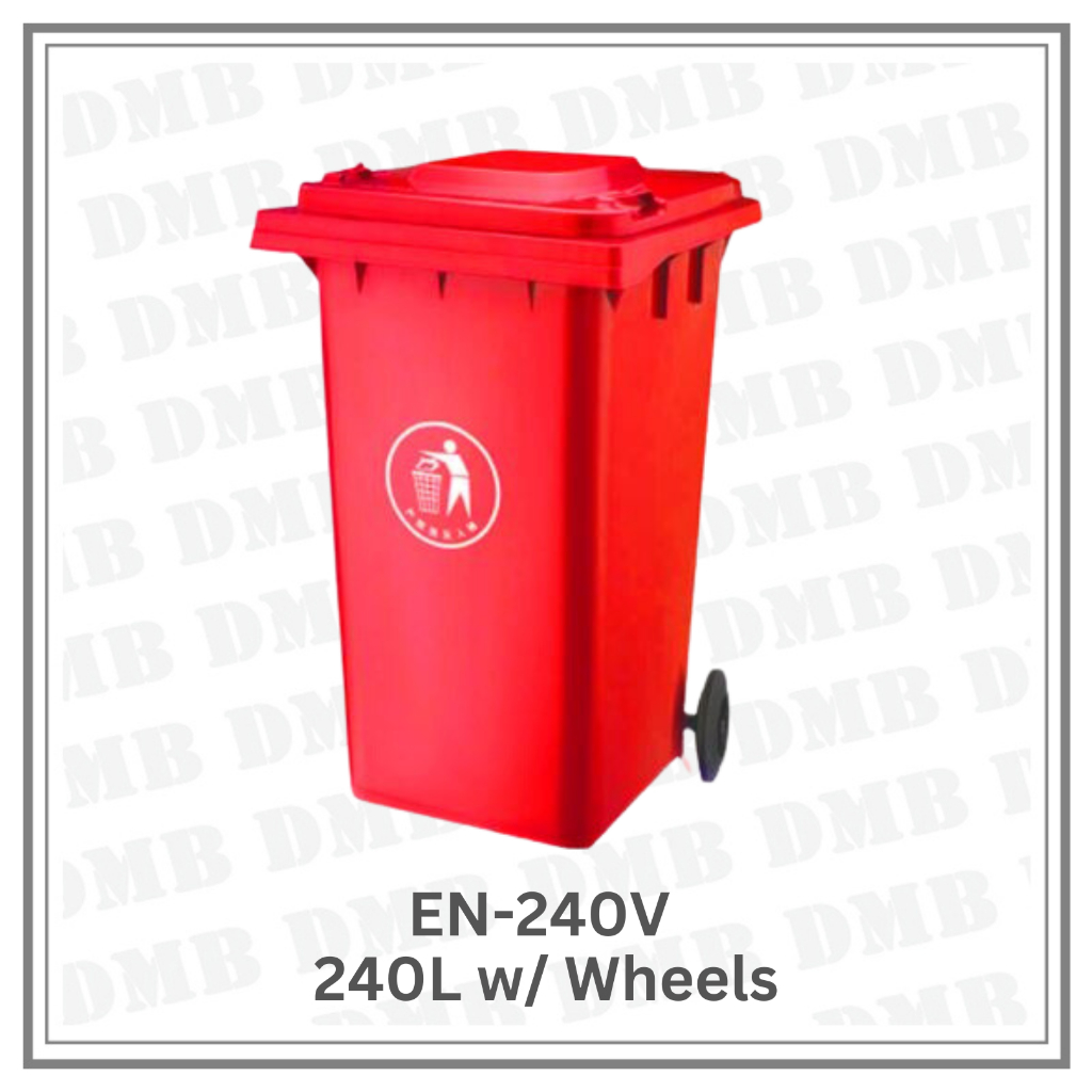 240 Liters Mobile Trash Bin with Cover and Wheels Assorted Colors (EN ...