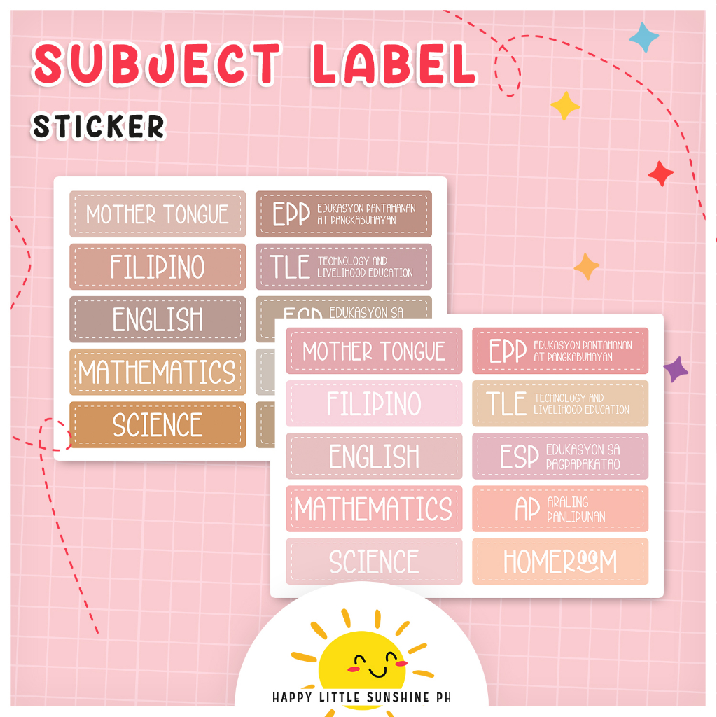 [PRE ORDER] | SET Cute Notebook Subject Sticker Labels | Back to School ...